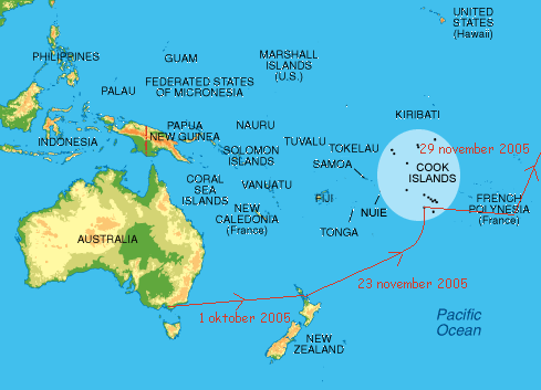 Route pagina Cook Eilanden van Odette en Paul op pad